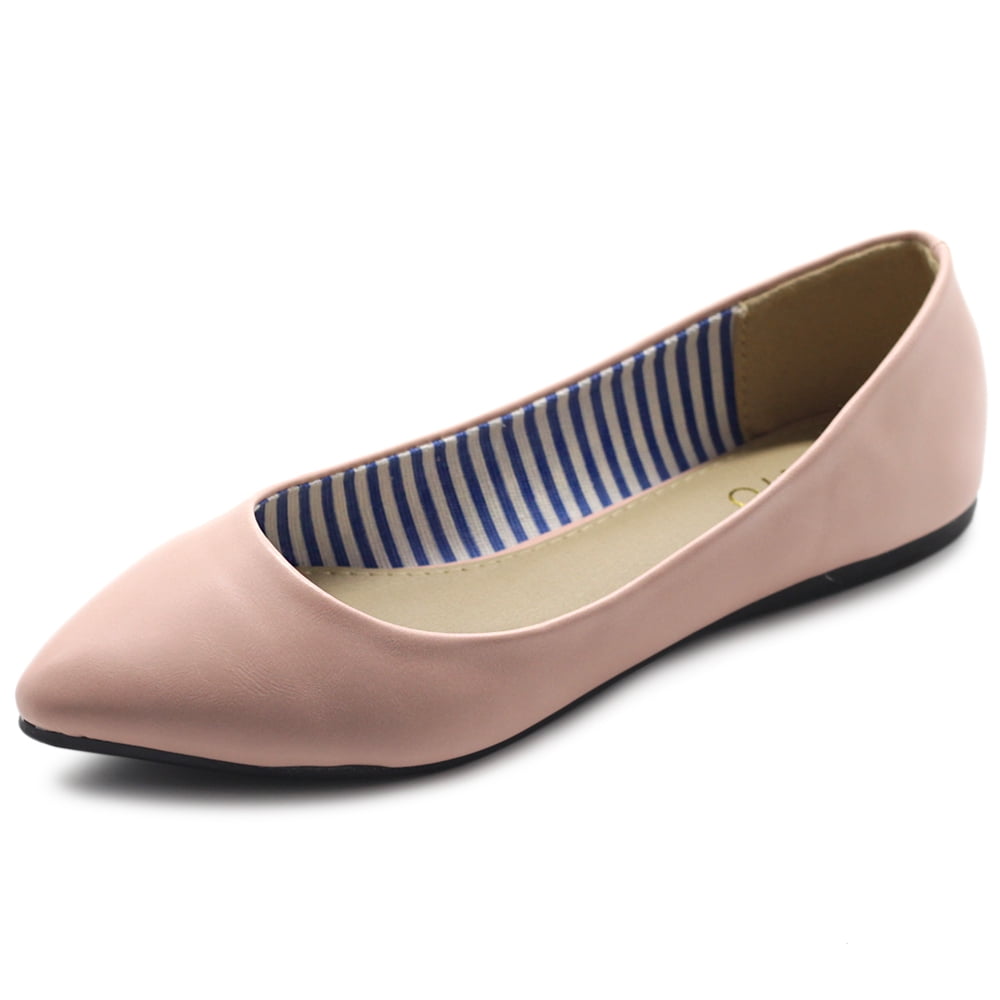Ollio Women's Shoes Faux Leather Ballets Comfort Basic Light Flats ...