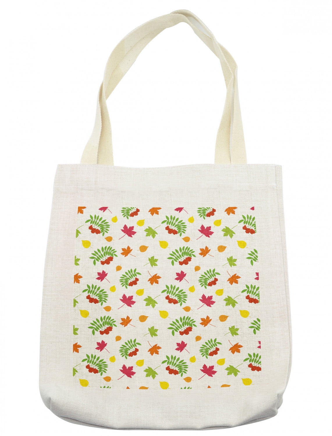 Autumn Tote Bag, Fall Foliage Rowan Berries Maple Leaves Plain Backdrop ...