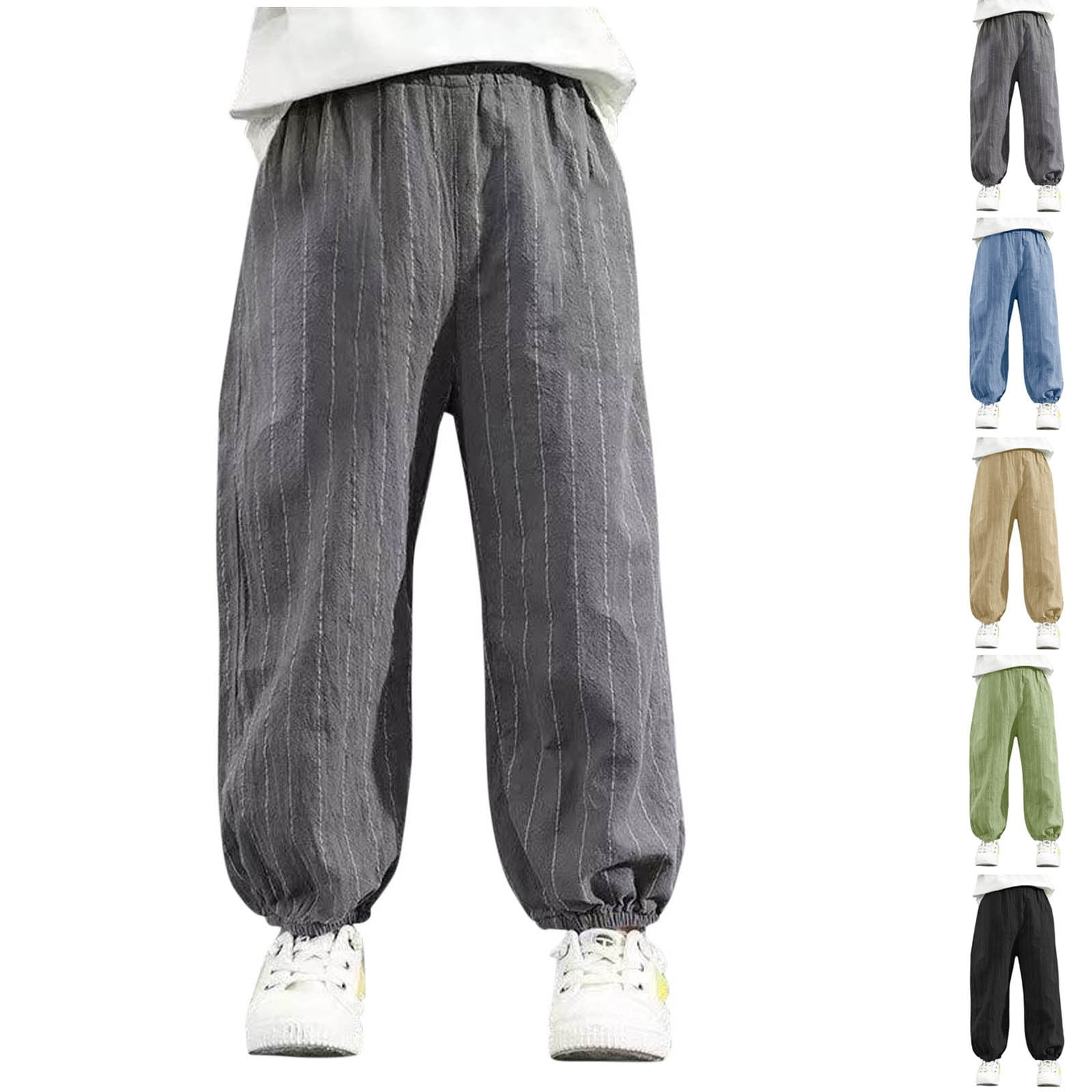 JDQJBZ Casual Full Length Pants for kid,Solid Color Striped Boys ...