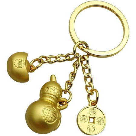 HEIBIN Golden Gourd Keychain Gourd Coin Keyring Feng Shui Keychain ...