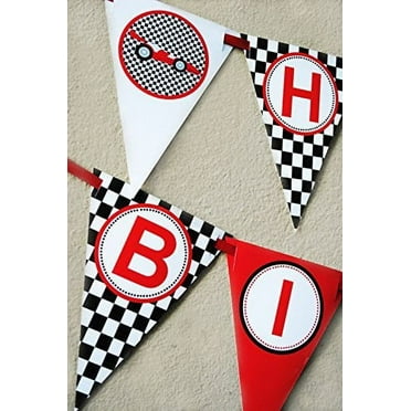 5 Pack Checkered Pennant Banner Flags Racing Birthday Decorations ...