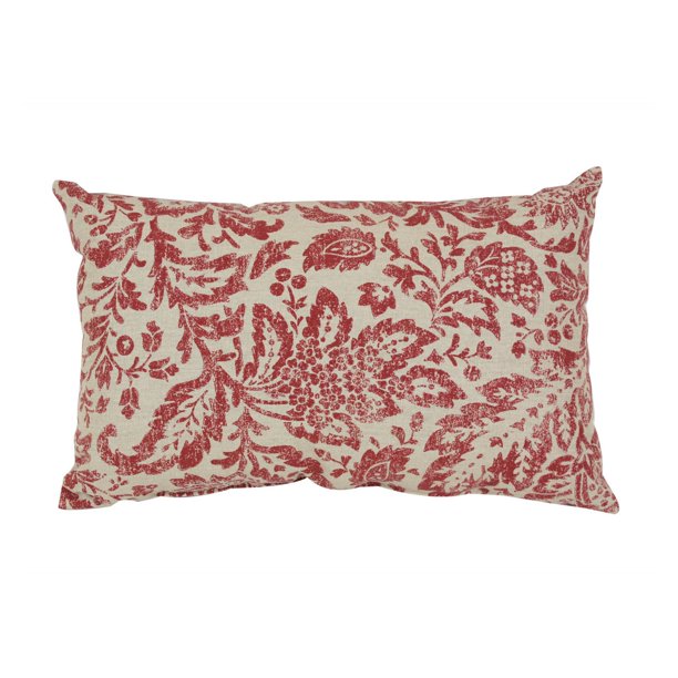 Pillow Perfect Decorative Red and Tan Damask 18.5 x 11.5 in. Rectangle ...
