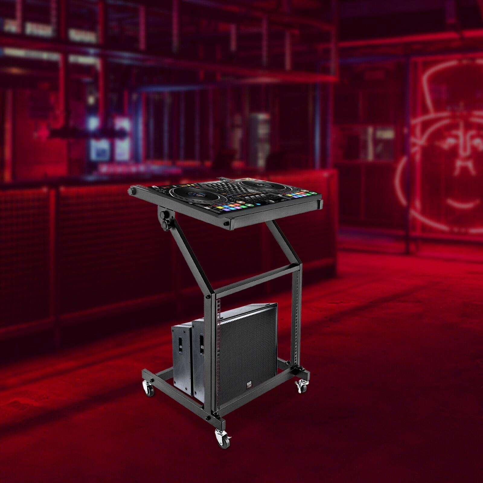 Professional 9U Rack Mount DJ Equipment Stand Studio Mixer Case Rolling ...