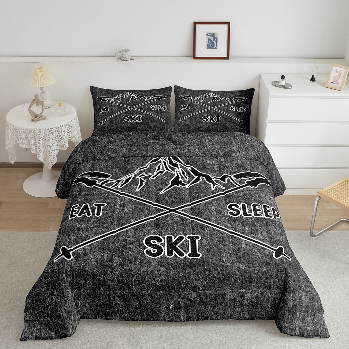 YST Ski Themed Comforter Set Full Size Snow Mountain Bedding Set for ...