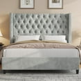 "Jocisland Velvet Upholstered Queen Bed Frame with 51.6"" Wingback ...