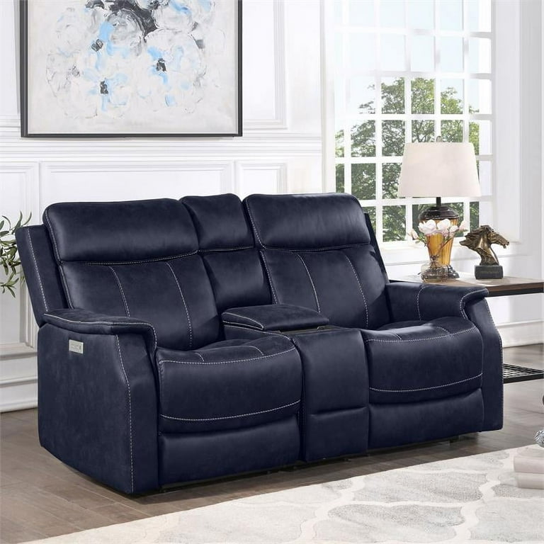 Valencia 2 Seater Leather Recliner Sofa With Console | Baci Living Room