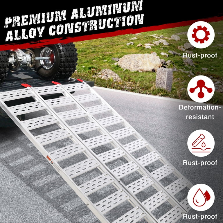 Aluminum Ramp 90" Tri-Fold Arched ATV Loading Ramps Tri Fold Atv Ramps