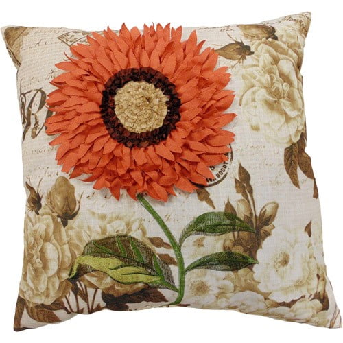 Better Homes & Gardens Coral Sunflower Decorative Throw Pillow, 18 Better Homes & Gardens Coral Sunflower Decorative Throw Pillow, 18