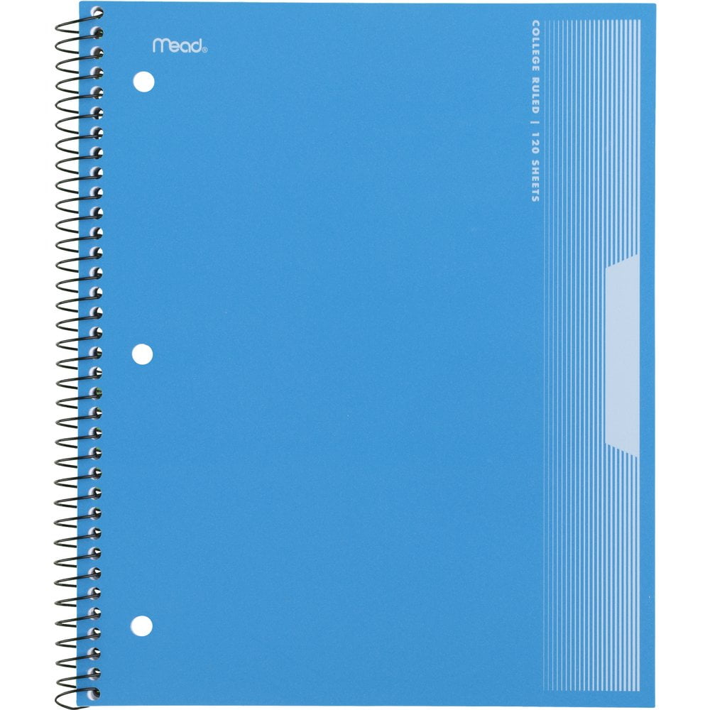 Mead Spiral Notebook, 3 Subject, College Ruled, 8 1/2" x 11", Blue ...