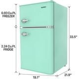 KUPPET Retro Mini Refrigerator 2-Door Compact Refrigerator for Dorm ...
