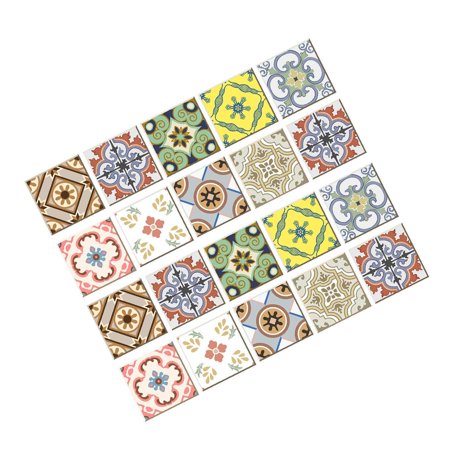 Letairis 20 Pieces Mosaic Wall Tiles Stickers Kitchen Bathroom Tile ...