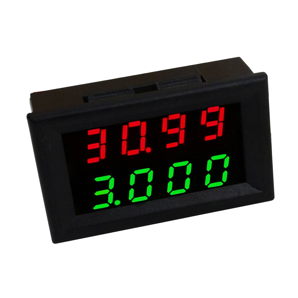 DC 33V/3A Voltmeter Ammeter Green LED Amp Dual Digital Volt Meter Gauge ...