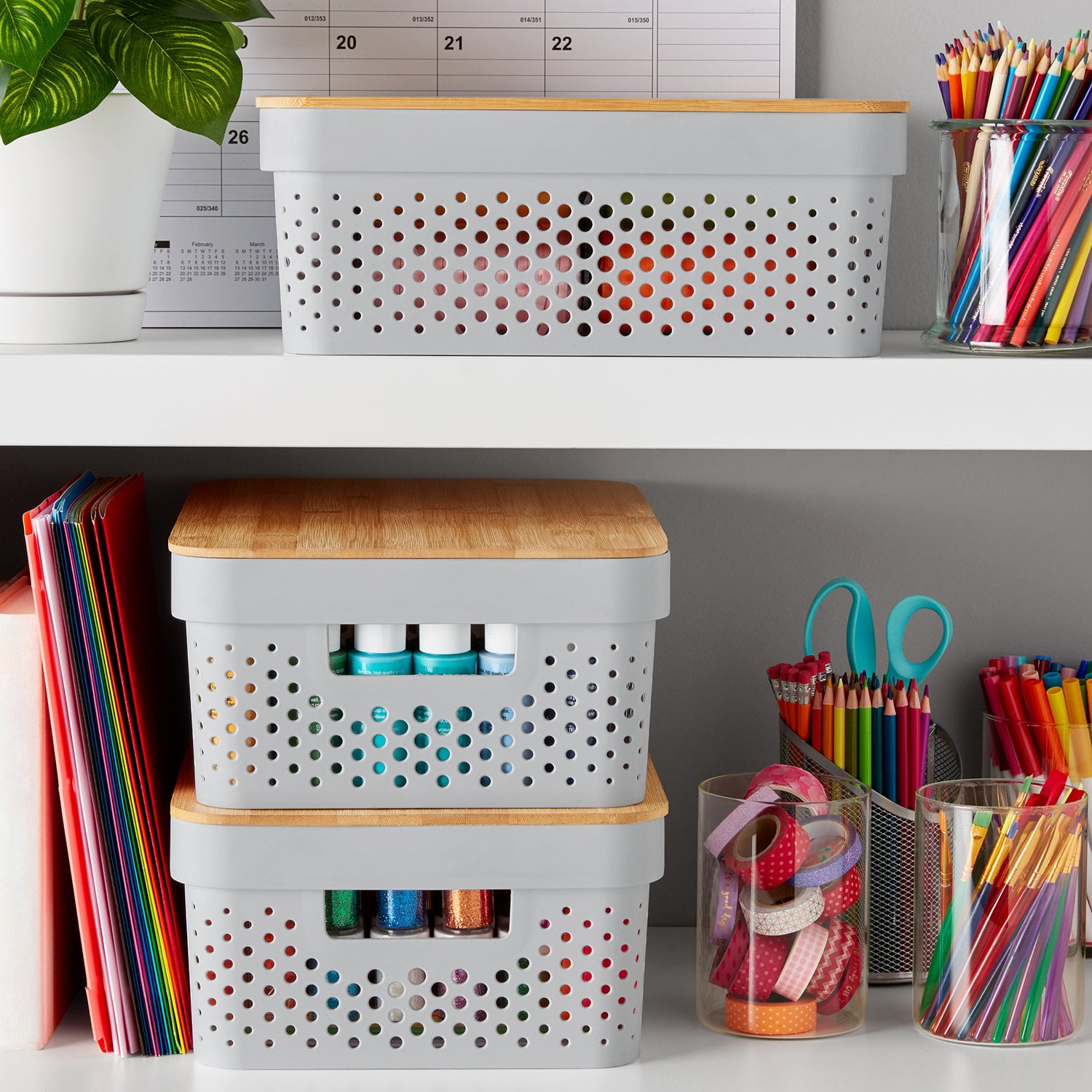 Member's Mark Multipurpose Vented Storage Bins with Bamboo Lids Set of ...