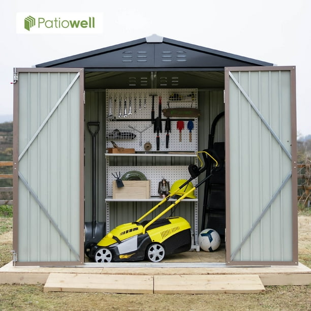 Patiowell 6' x 4' Outdoor Storage Shed Metal Shed with Sloping Roof and ...