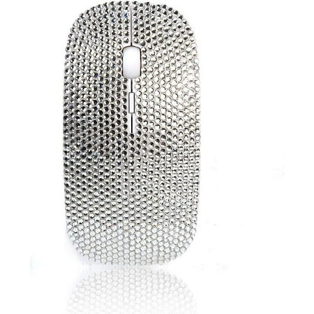 10 Ones Design Bling Wireless Mouse Sparkly, Silver Rhinestone Glitter ...