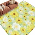 Area Rug 72×108in, Pastoral Yellow White Floral Floor Carpet Living ...