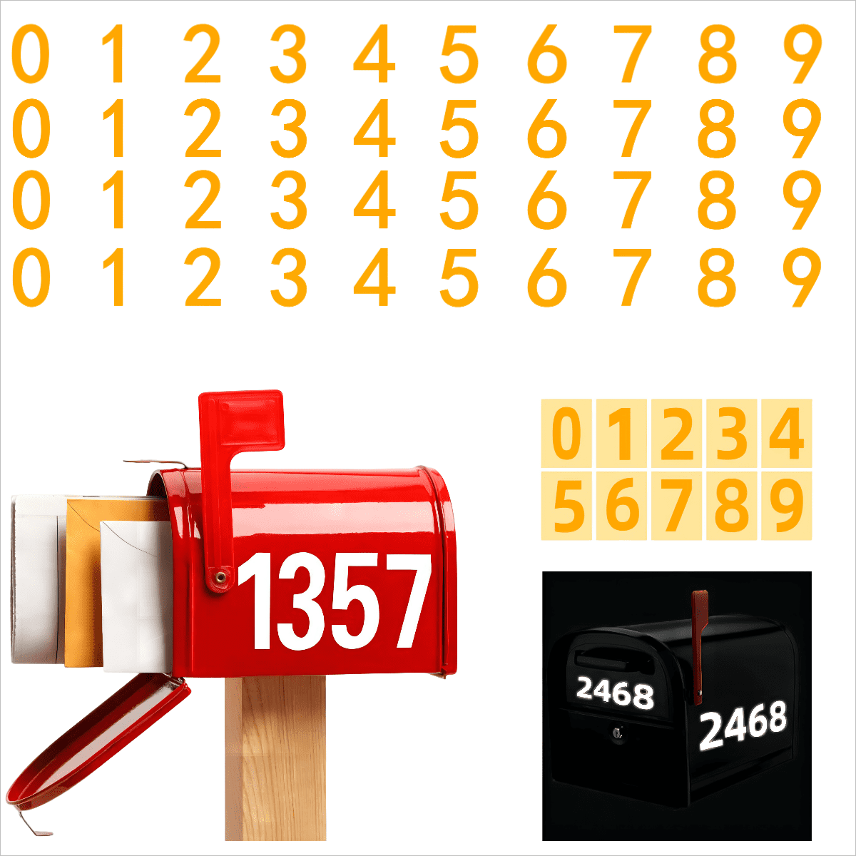 Gemdeck Reflective Mailbox Numbers Stickers Waterproof Sunproof Self ...