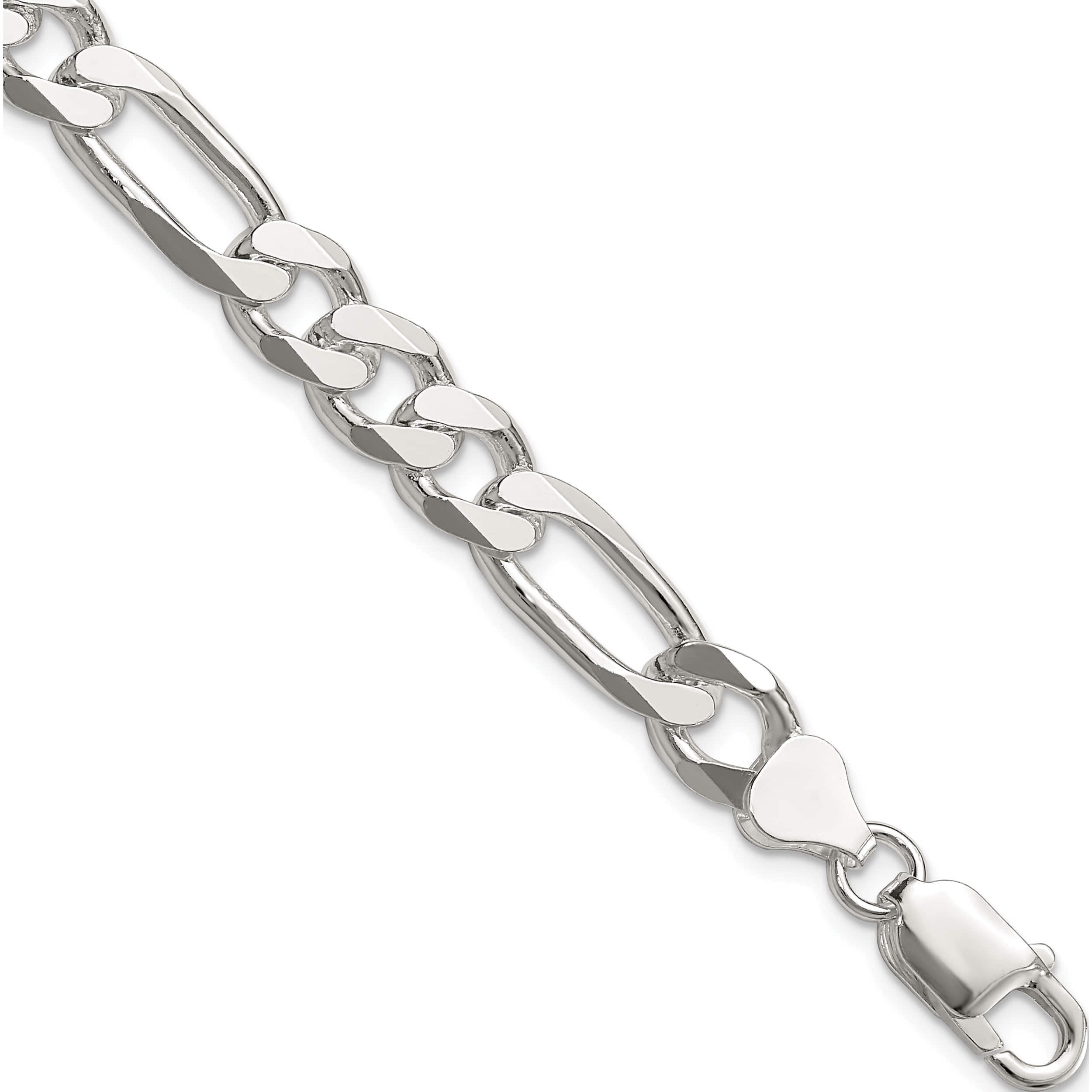 Sterling Silver 8mm Figaro Chain (7 X 8) Made In Italy qfg220-7 ...