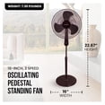 16-Inch Standing Oscillating Pedestal Fan with Adjustable Height & 3 ...