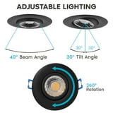 Luxrite 3 Inch Gimbal LED Recessed Light, 5CCT Selectable 2700K-5000K ...