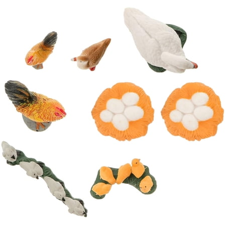 2 Sets Farm Animals Figurines Life Cycle of Chicken Swan Plastic ...