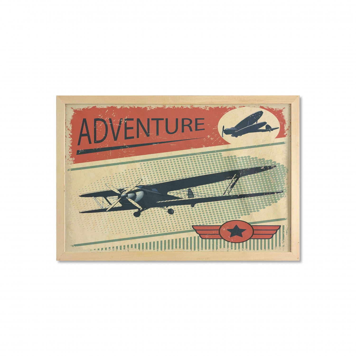 Vintage Wall Art with Frame, Nostalgic Small on Dotted Grunge Backdrop ...