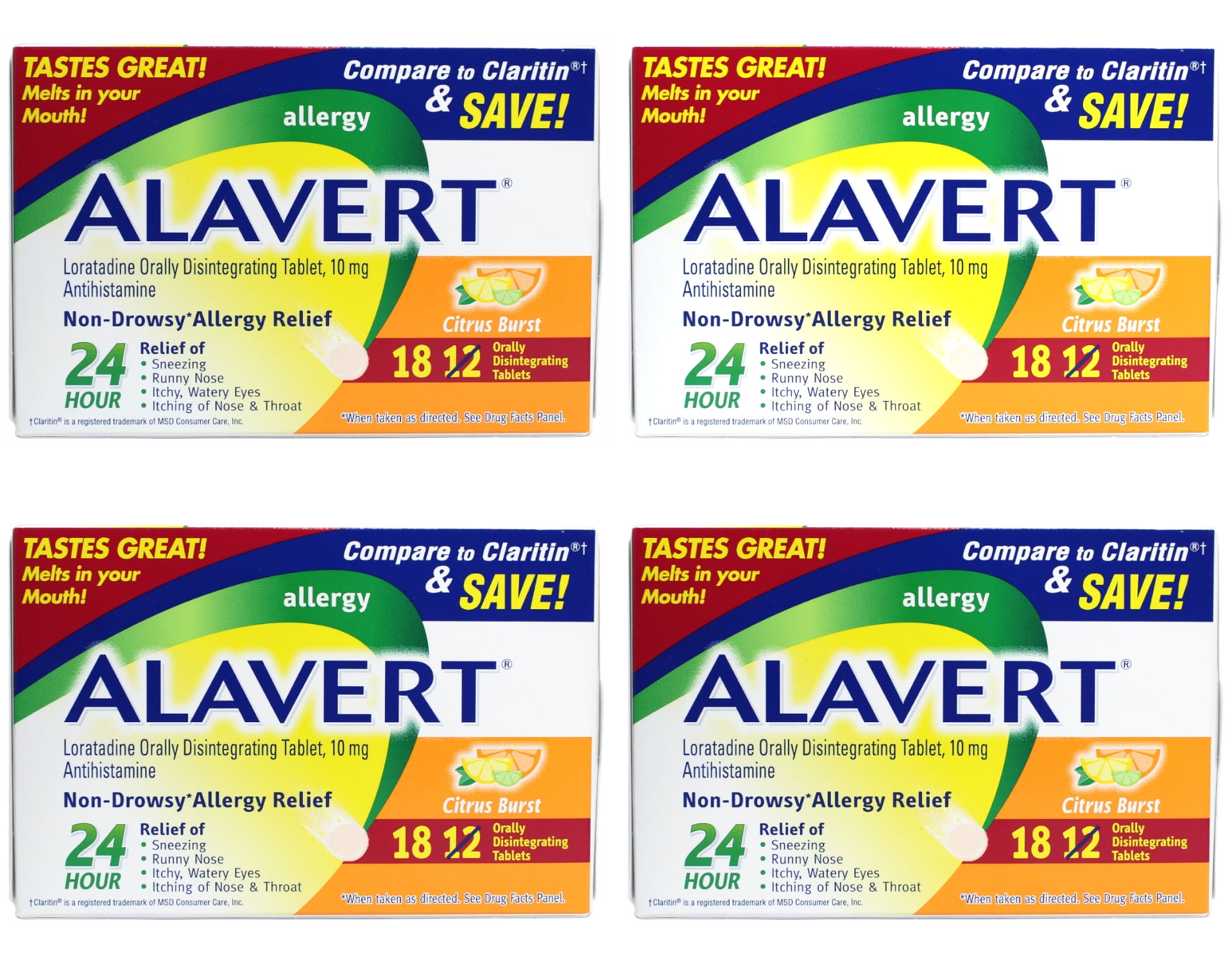 Alavert Quick Dissolving Non-Drowsy Allergy Relief Tabs Citrus Burst 18 ...