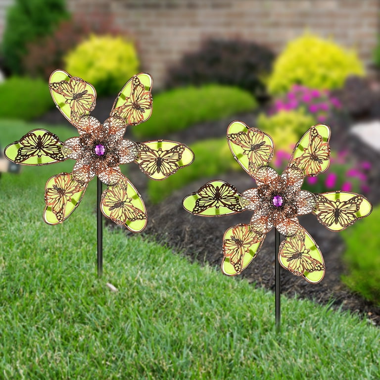 Kinetic Pinwheel Metal Garden Sculpture