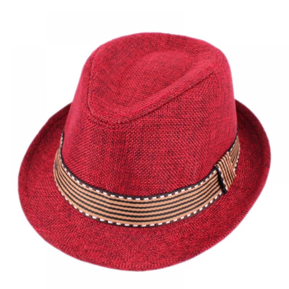Toldder Kids Straw Trilby Fedora Cap Felt Fedora Hat Short Brim Sunhat ...