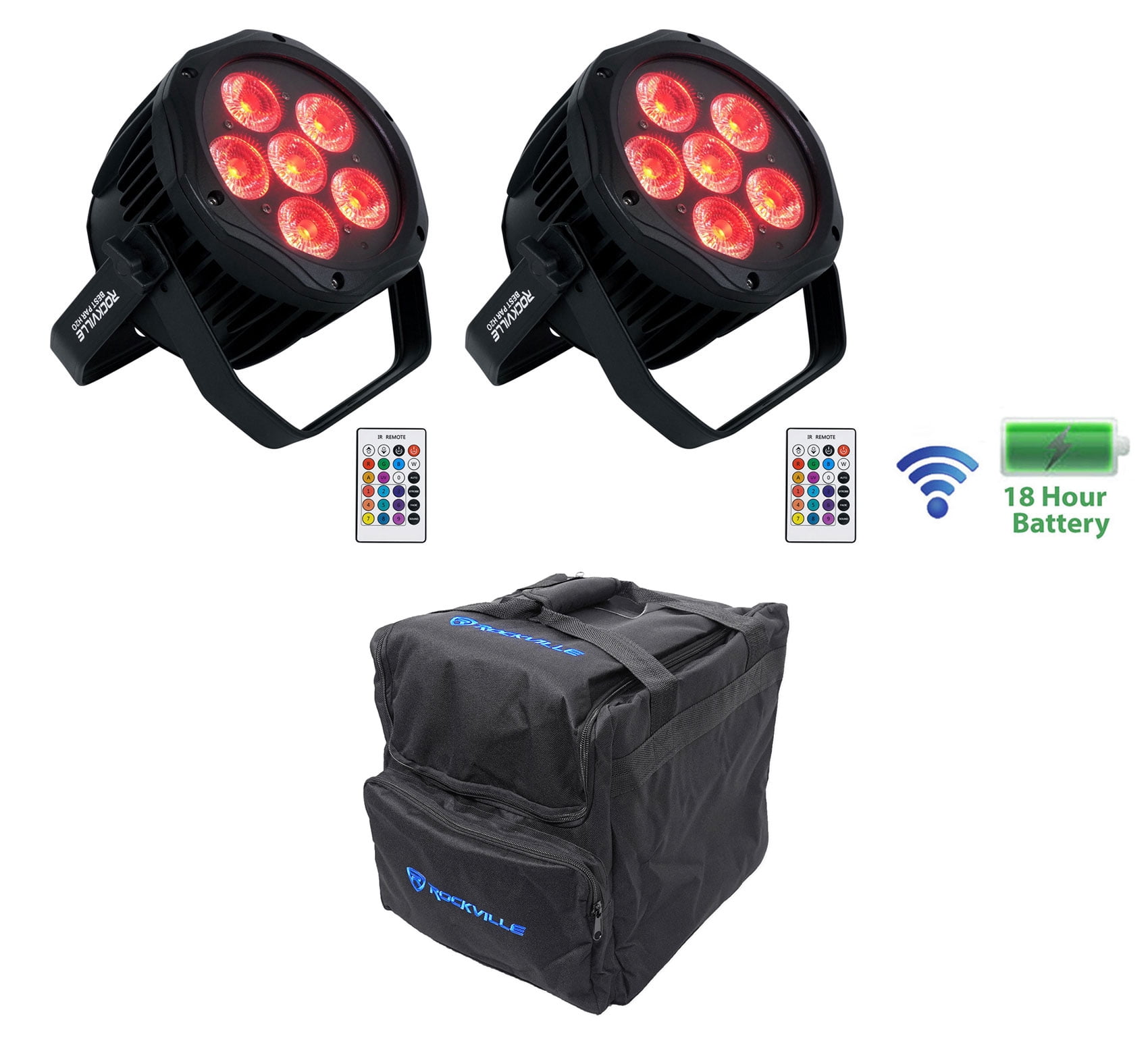 (2) Rockville BEST PAR H2O Water Resistant Indoor/Outdoor Par Wash ...