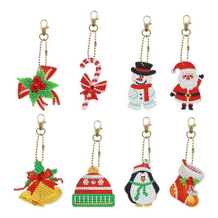 SHAR 8 Pieces 5D Christmas Diamond Painting DIY Key Chains Double-Sided ...
