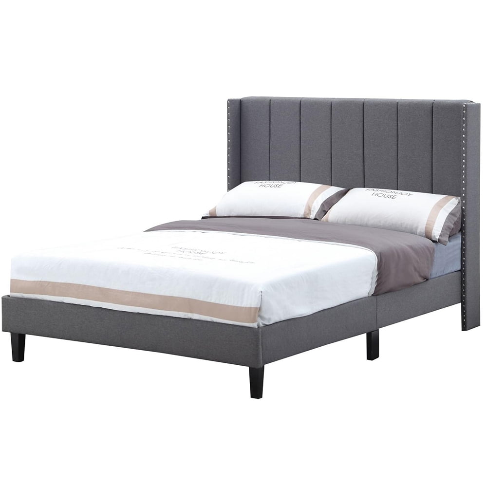 uhomepro Gray Full Bed Frame for Adults Kids, Modern Fabric Upholstered ...