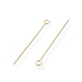 500pc 304 Stainless Steel Eye Pins Real 18K Gold Plated 35x3mm Hole: 1 ...
