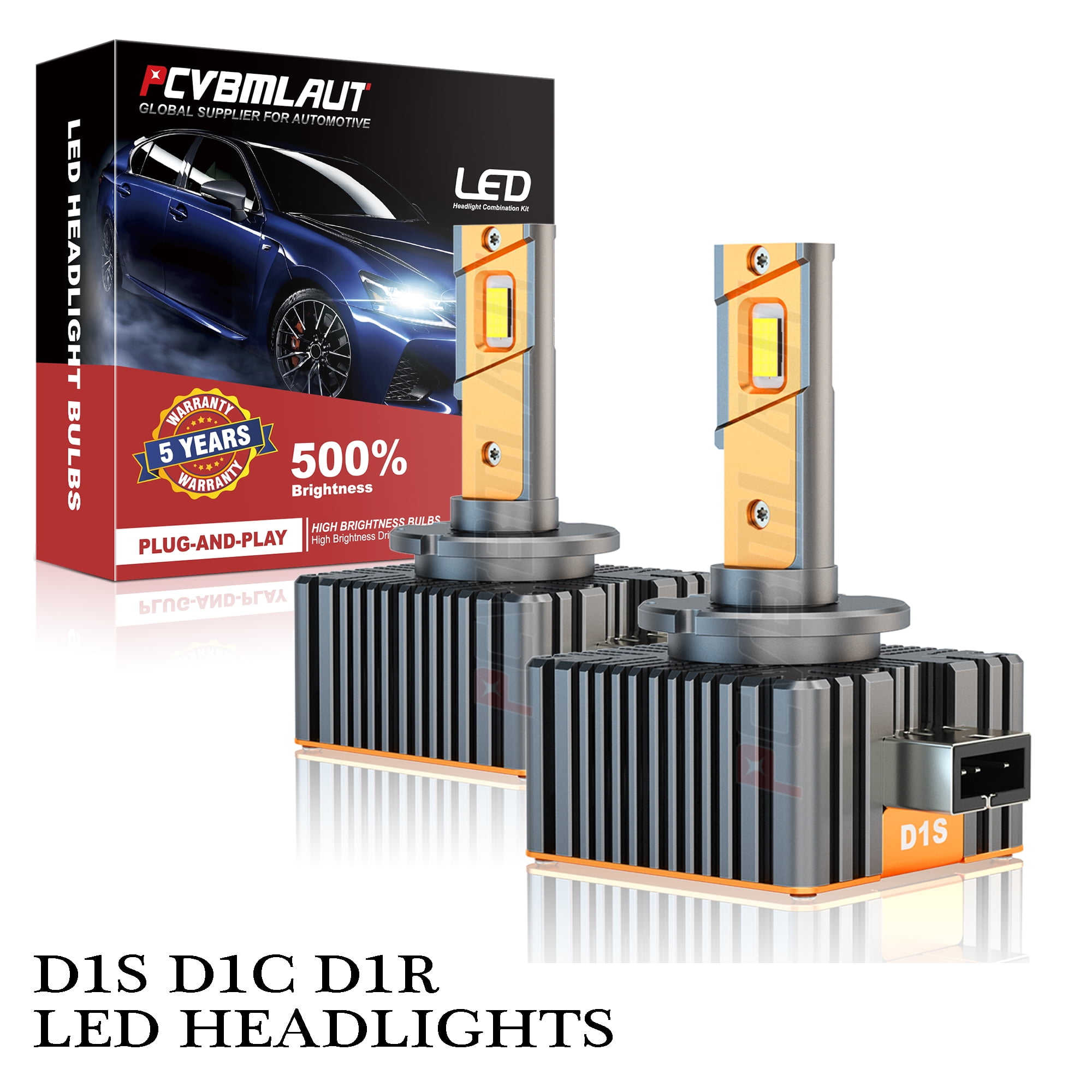 Car Automobile D1S LED Headlight Bulb 6000K Cool White, High Low Beam Xenon Headlights ...