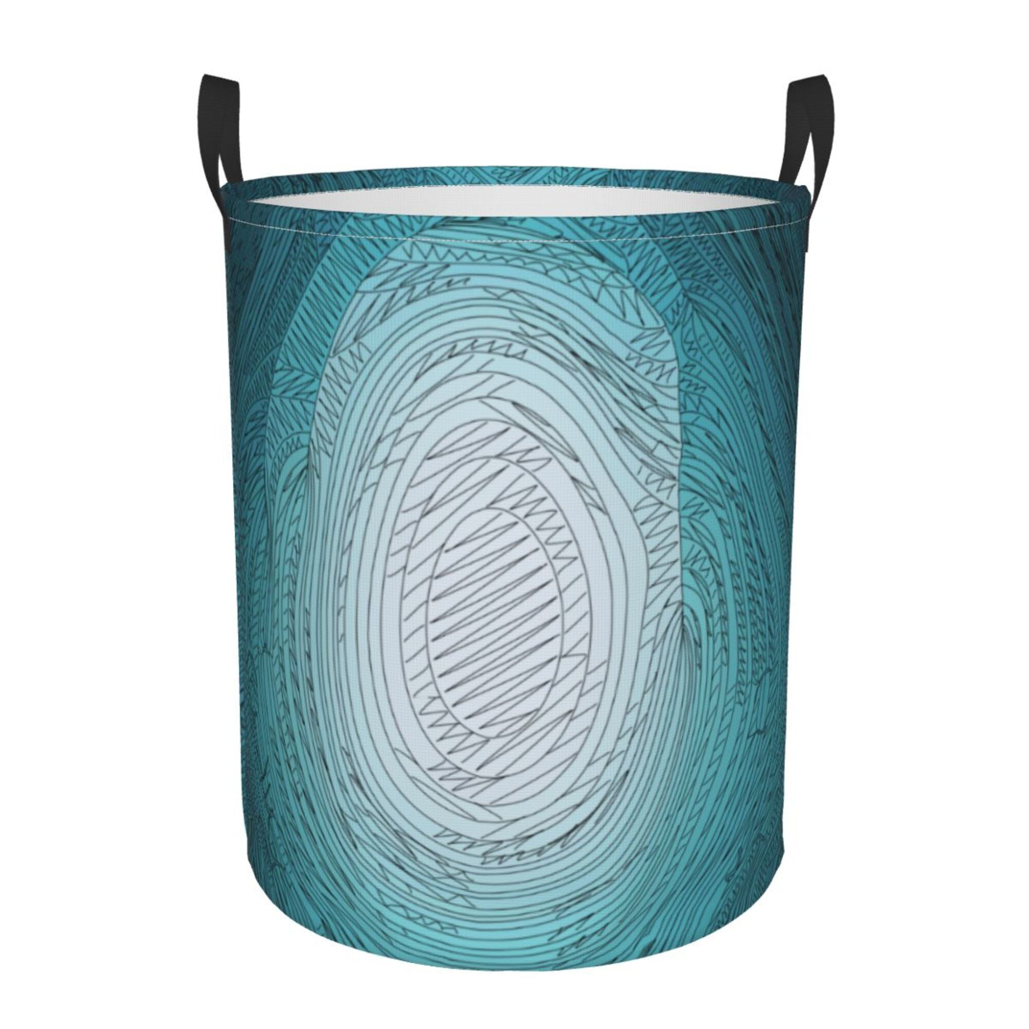 XMXY Round Laundry Basket Organizer, Hatching Blue Lighting Waterproof ...