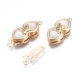 10Set Brass Micro Pave Clear Cubic Zirconia Fishhook Clasps with Shell ...