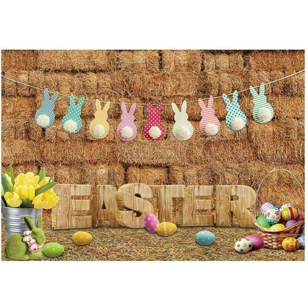 Spring Happy Easter Backdrop for Photography Colorful Eggs Bunny Rabbit ...