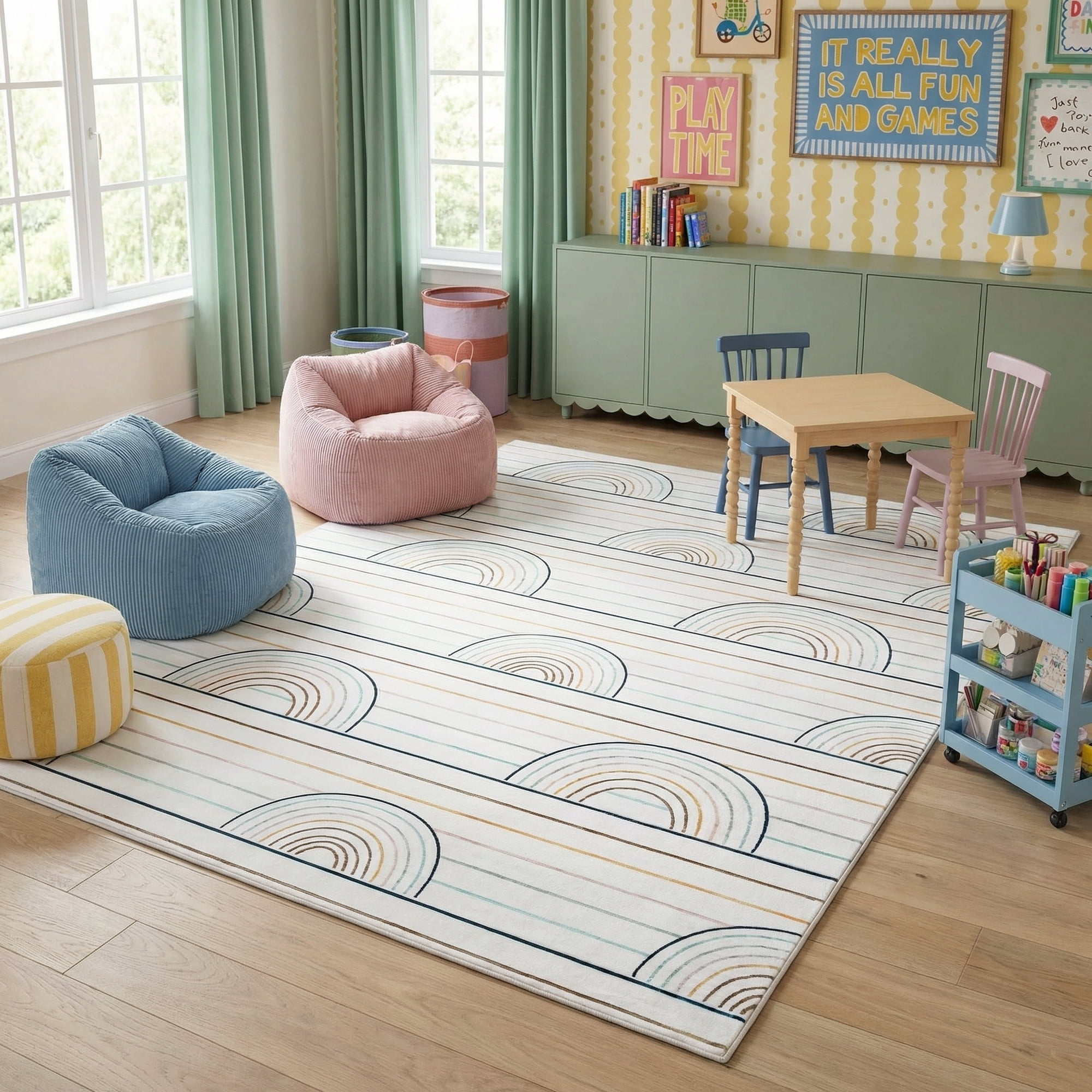 Click here for Rug Branch Soft Steps Playtime Striped Colorful Ra... prices