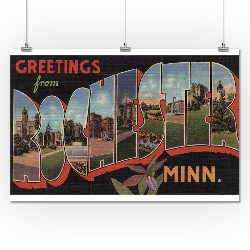 Greetings from Rochester, Minnesota (24x36 Giclee Gallery Print, Wall ...