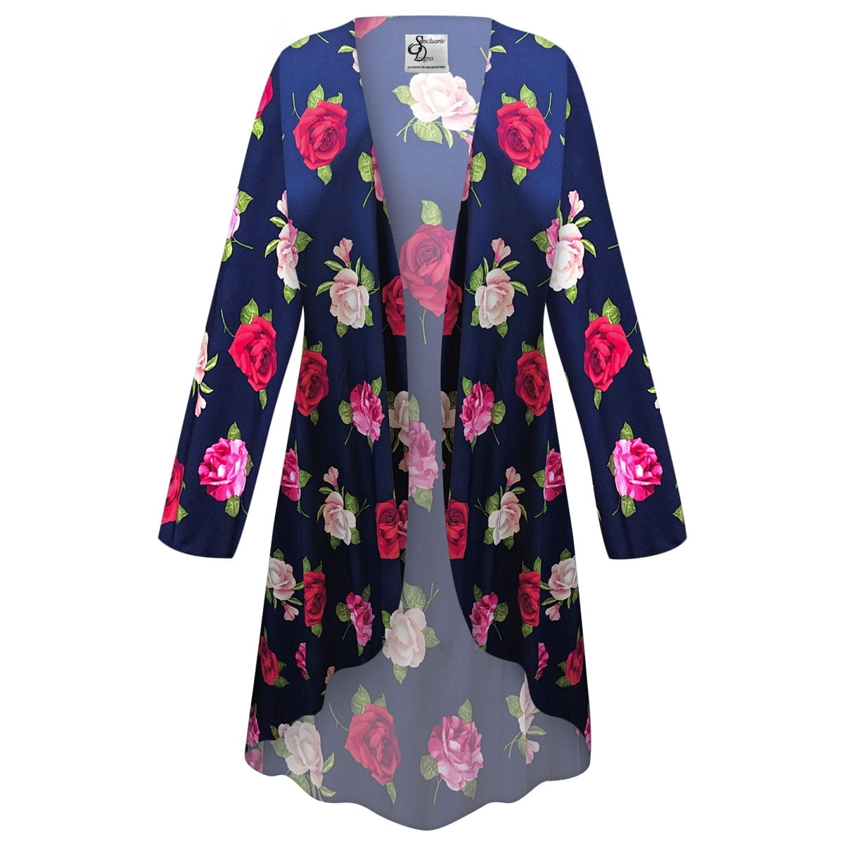 Women's Plus size 3x Petite Cascading Cardigan Cascade Rose Bloom Sea ...