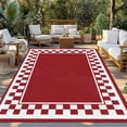 Cherry Red Square Indoor Outdoor Rugs 3x5 Ft, Graphic Retro Red White ...