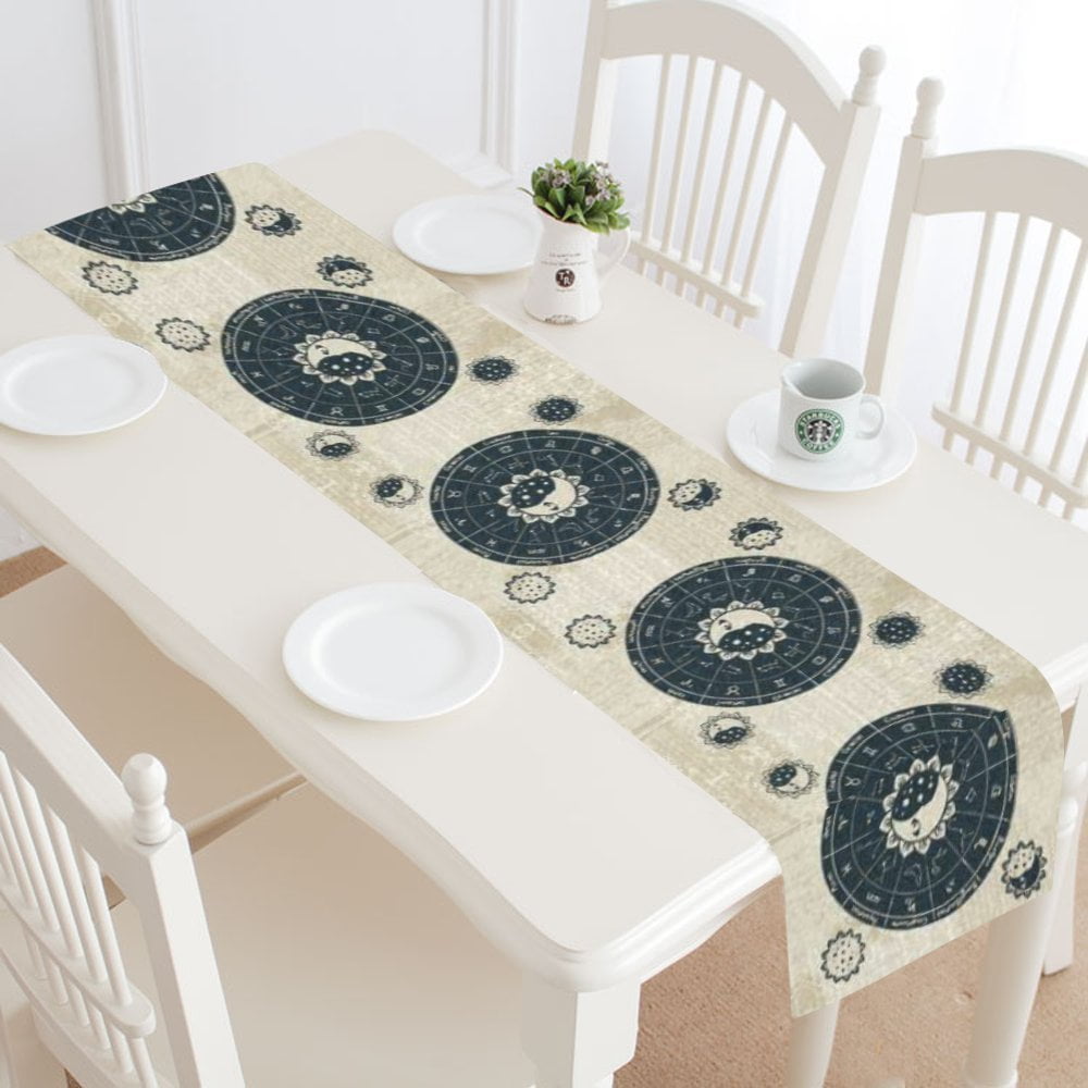 MYPOP Zodiac Sun and Moon Table Runner Placemat 16x72 inches, Vintage ...
