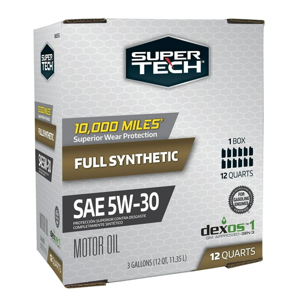 Super Tech Full Synthetic SAE 5W-30 Motor Oil, 12 Quart Bag (3 gallons ...
