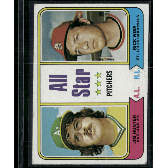 1976 Topps JIM "CATFISH" HUNTER/RICK WISE #339 All Star Pitchers ...