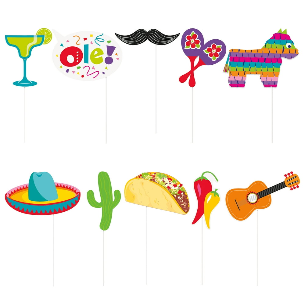 Mexican Fiesta Photo Booth Props, 10pc - Walmart.com - Walmart.com