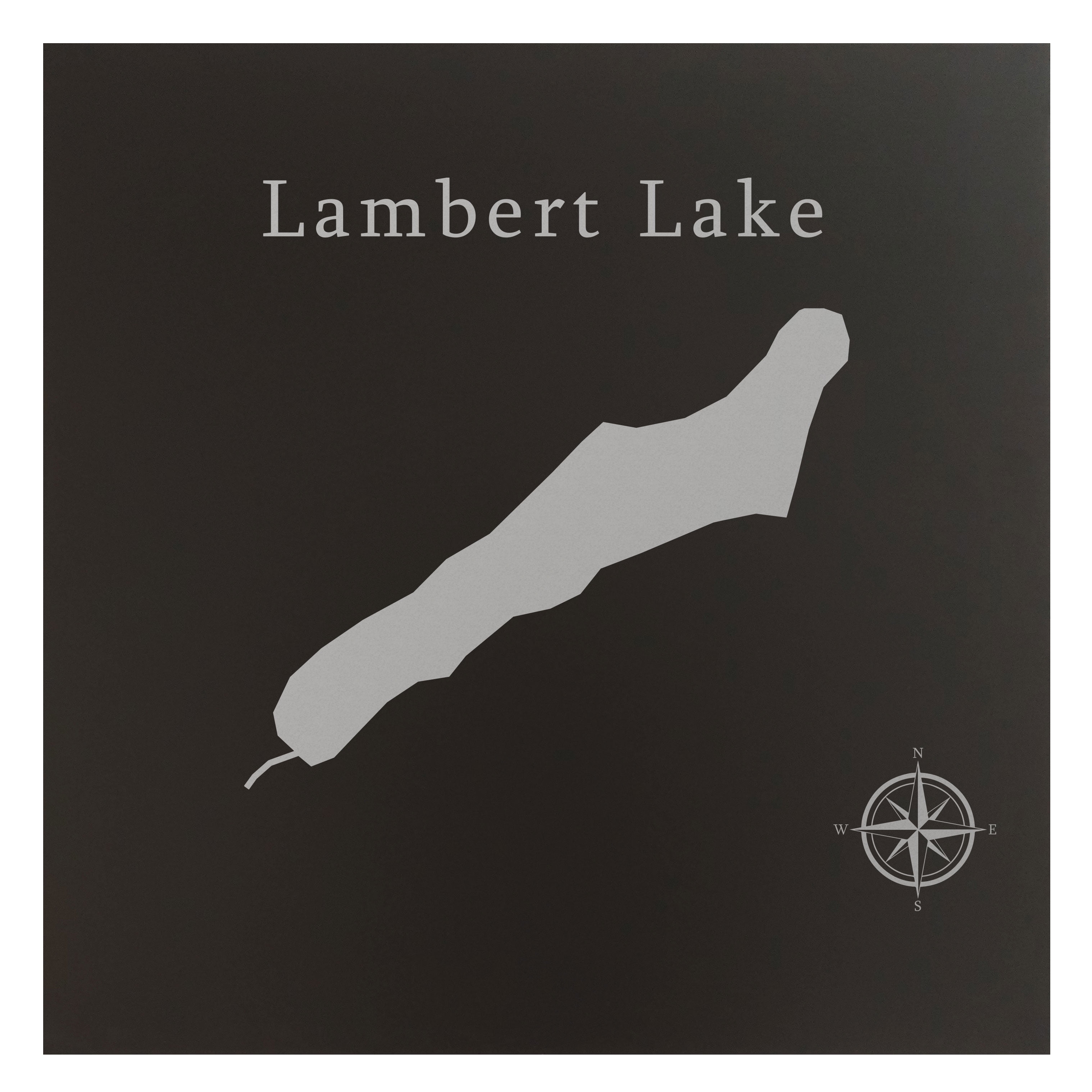 Lambert Lake 12x12" Matte Black Aluminum Metal Lake Map Wall Art ...