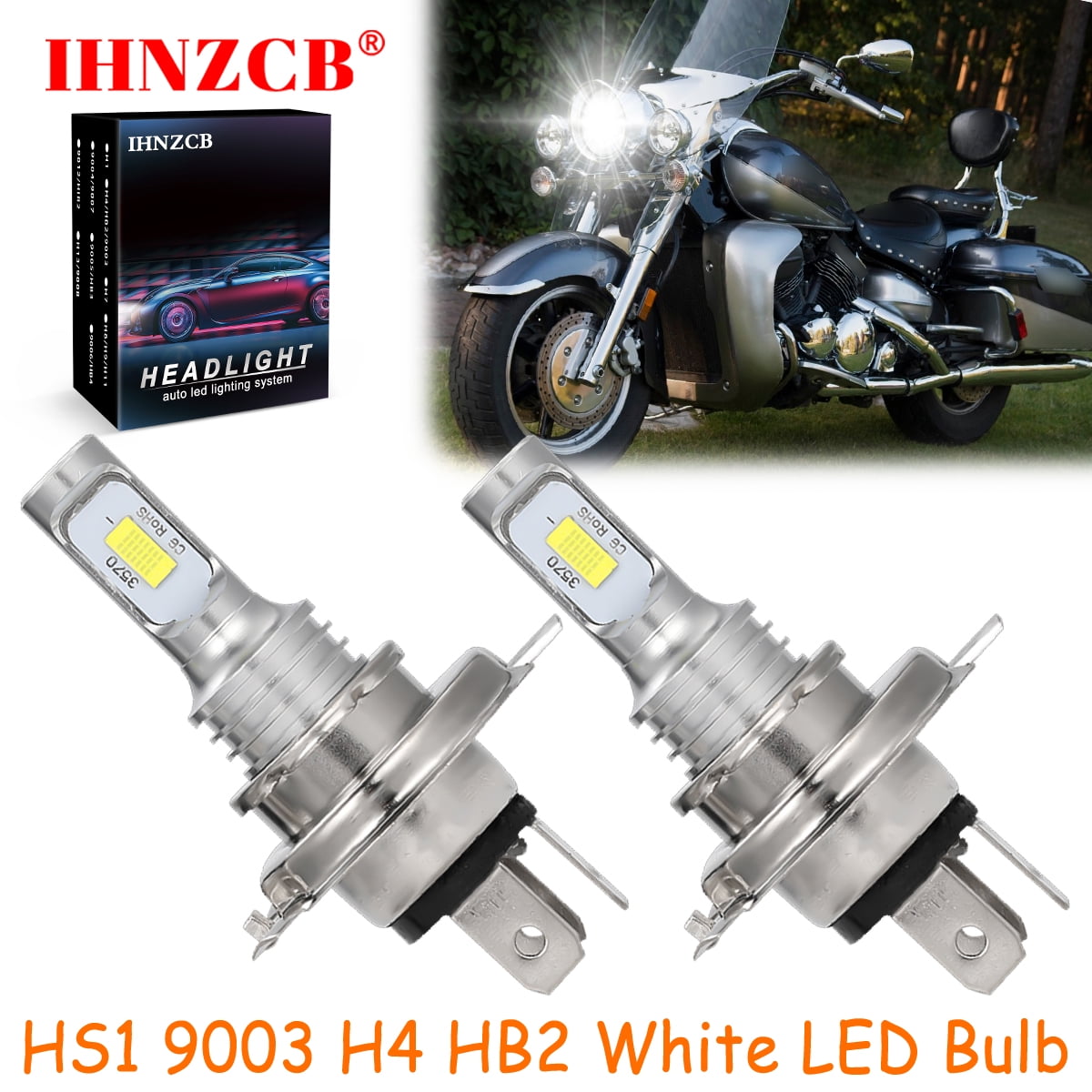 IHNZCB for Yamaha Royal Star XVZ1300 1996-2013 - 2X HS1 9003 H4 HB2 LED ...
