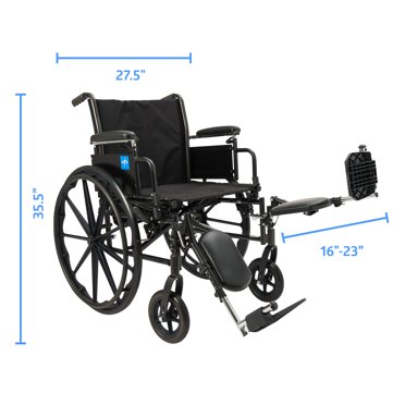 Medline Extra-Wide 20" Wheelchair, Elevating Legs, 500 lb Weight Cap ...
