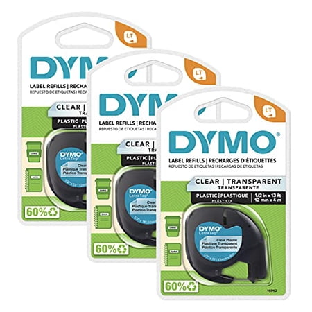 DYMO LT Labeling Tape for LetraTag Label Makers, Black Print on Clear ...
