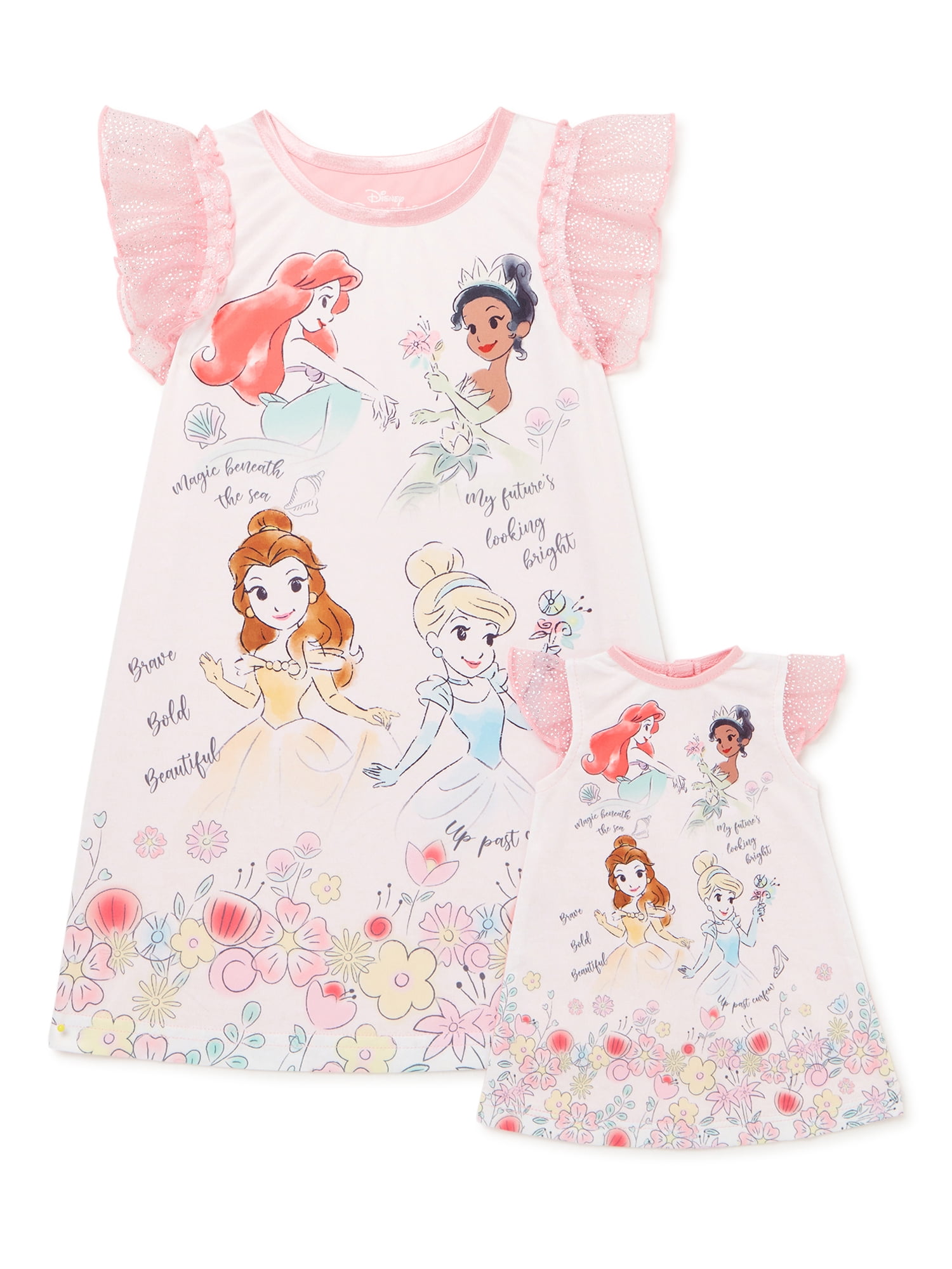 Buy Disney Princess Toddler Girls Doll & Me Pajama Nightgown, Sizes 2T ...